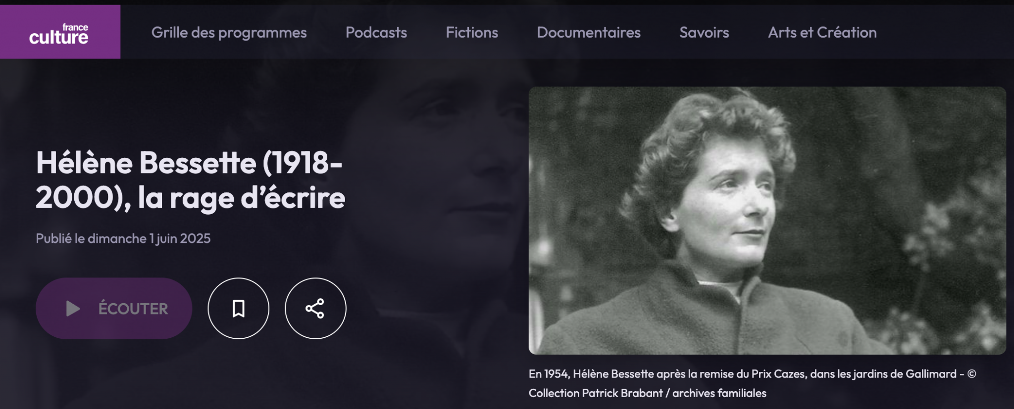 Toute une vie avec Hélène Bessette le dimanche 1er juin 2025 à 17h00 – Société des ami•e•s d ...